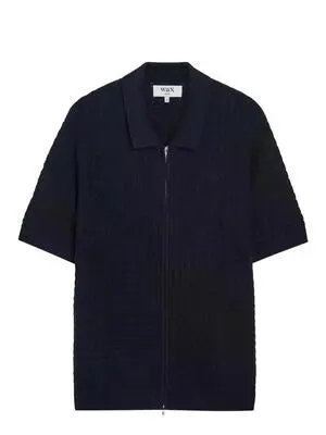 WAX LONDON Belle Pointelle-knit Polo Shirt - Blue