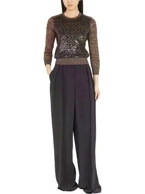 FERRAGAMO Sequin Embellished Crew Neck Jumper - Black