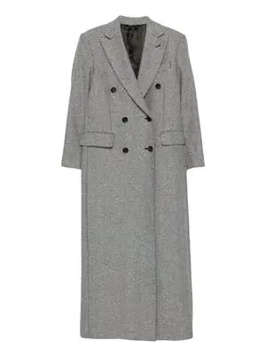 ERALDO Herringbone Double-breasted Coat - Grey