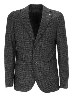 BRANDO Houndstooth-pattern Single-breasted Blazer - Grey