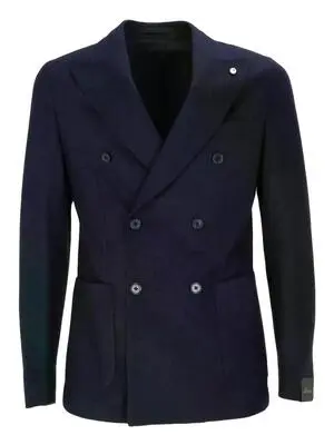 BRANDO Double-breasted Peak-lapel Blazer - Blue