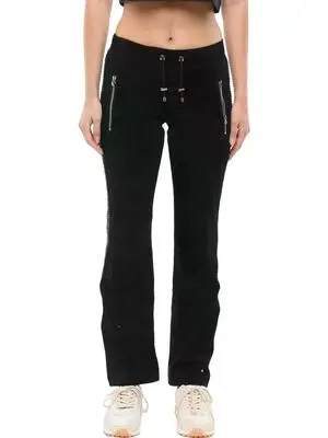 Philipp Plein Embellished Suede Trousers - Black