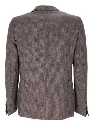 BRANDO Herringbone-pattern Blazer - Brown