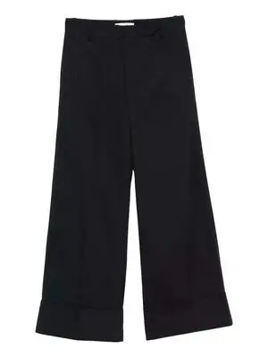 FRAME Navy Blue Cotton Palazzo Pants - Black