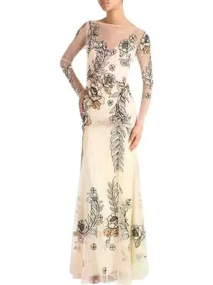 TEMPERLEY LONDON Lavinia Floral Embroidered Maxi Dress - Neutrals