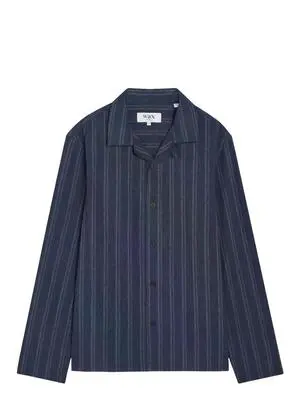 WAX LONDON Vertical-stripe Long-sleeve Shirt - Blue