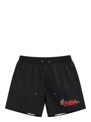 MELT Graphic Print Drawstring Swim Shorts - Black