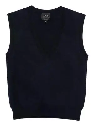 A.p.c. V-neck Knitted Vest - Blue