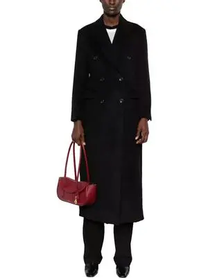 ERALDO Double-breasted Peaked-lapels Coat - Black