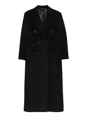 ERALDO Double-breasted Peaked-lapels Coat - Black