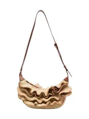 Zimmermann Ruffled Raffia Shoulder Bag - Neutrals