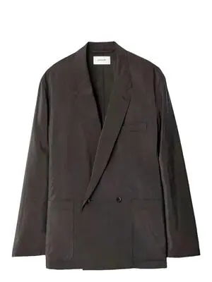 LEMAIRE Light Double-breasted Jacket In Dry Silk - Brown