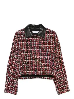 IRO PARIS Nuffy Tweed Jacket With Leather Collar - Black