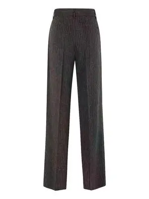 Erika Cavallini Charcoal Pinstripe Wide-leg Trousers - Grey