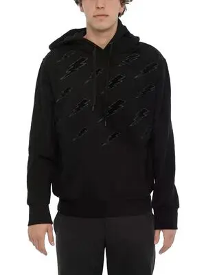 Neil Barrett Thunderbolt Embroidered Hoodie - Black