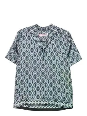 Orlebar Brown Geometric-print Camp-collar Shirt - Blue