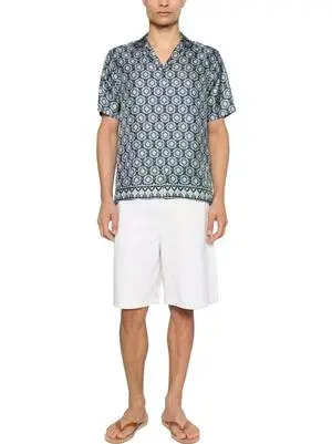 Orlebar Brown Geometric-print Camp-collar Shirt - Blue