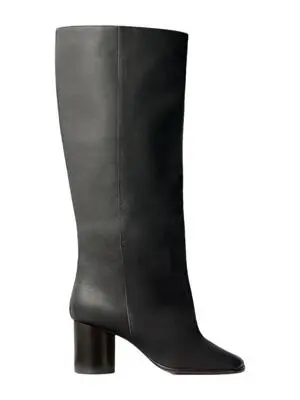 LEMAIRE Crease Sleeve High Boots In Soft Glossy Leather - Black