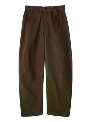 LEMAIRE Twisted Belted Pants In Dyed Heavy Broken Twill - Brown