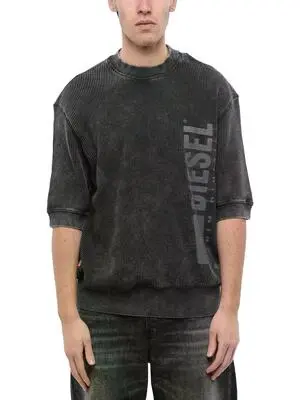 DIESEL® Logo-print Waffle Knit Sweatshirt - Grey