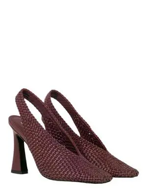 Etro Woven Slingback Pumps With Square Toe And Paisley Detail - Red