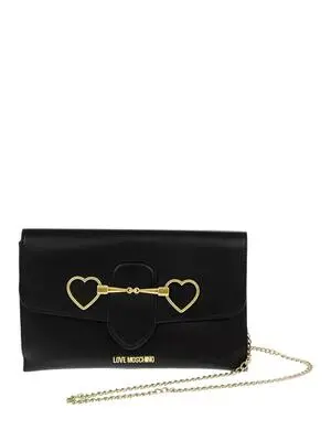 Moschino Heart Motif Chain Shoulder Bag - Black