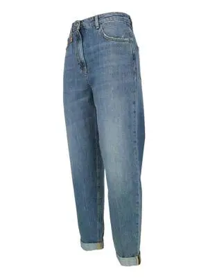 Elisabetta Franchi Logo Plaque Turn-up Jeans - Blue