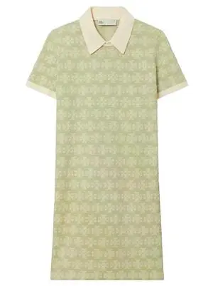 Tory Burch Monogram Pattern Polo Dress - Green