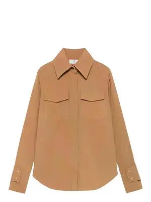 Elisabetta Franchi Long-sleeve Shirt With Pointed Collar And Flap Pockets - Neutrals