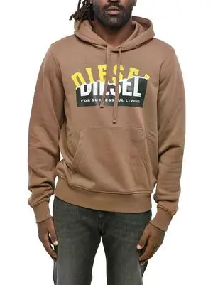 DIESEL® Logo-printed Drawstring Hoodie - Brown