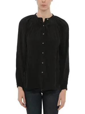 ALLSAINTS Mandarin Collar Long Sleeve Shirt - Black