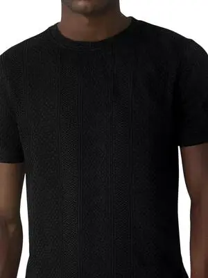 MAUVAIS Textured-knit T-shirt - Black