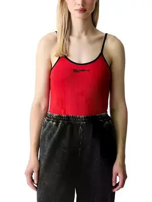 Karl Lagerfeld Logo-print Ribbed Bodysuit - Red
