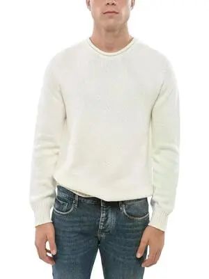 Malo Crew Neck Long Sleeve Sweater - White