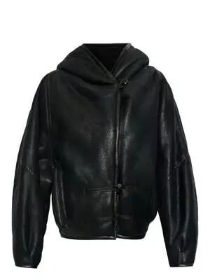 Isabel Marant Étoile Amiel Hooded Shearling Jacket - Black