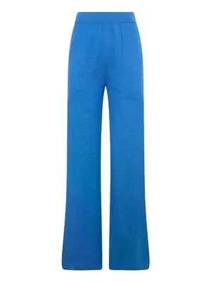 MOORER Matilde Fine-knit Wide-leg Trousers - Blue