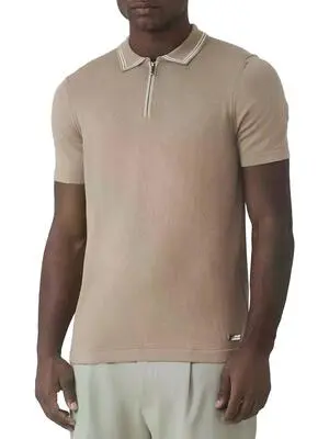 MAUVAIS Zip-fastening Knitted Polo Shirt - Neutrals