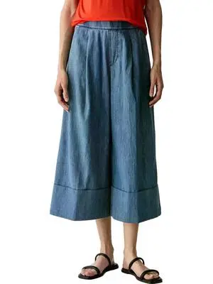 BENETTON Pleated Detail Turn-up Trousers - Blue