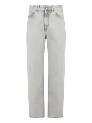 MOORER Acid Wash Slit-hem Jeans - Grey