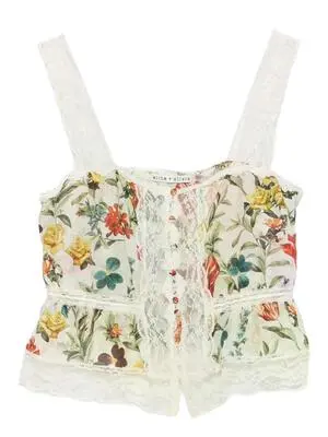 Alice + Olivia Floral Print Lace-trim Blouse - Neutrals