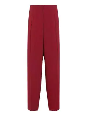 Alberta Ferretti Pleated Straight-leg Trousers - Red