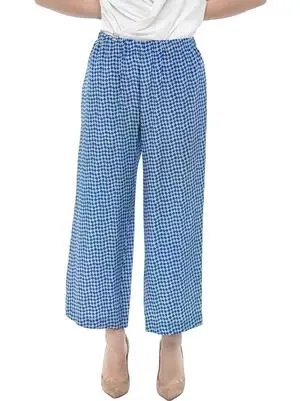 Marni Checked Silk Wide Leg Trousers - Blue