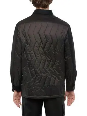 Neil Barrett Quilted-panel Ribbed-velour Overshirt - Black