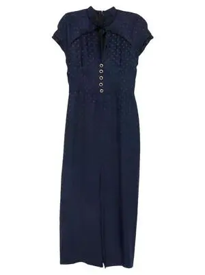 Alessandra Rich Star-print Tie-neck Midi Dress - Blue
