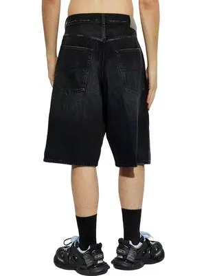 Balenciaga Panelled Distressed Denim Shorts - Black