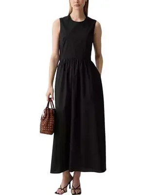 BENETTON Sleeveless Cut-out Maxi Dress - Black