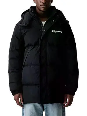 Karl Lagerfeld Quilted Logo Print Hooded Jacket - Black