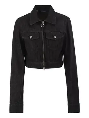 Sportmax Cropped Zip-up Denim Jacket - Black