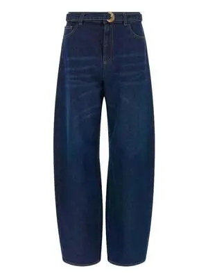 TWINSET Belted Barrel-leg Tapered Jeans - Blue
