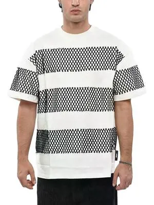 MSGM Mesh-panelled Striped T-shirt - White
